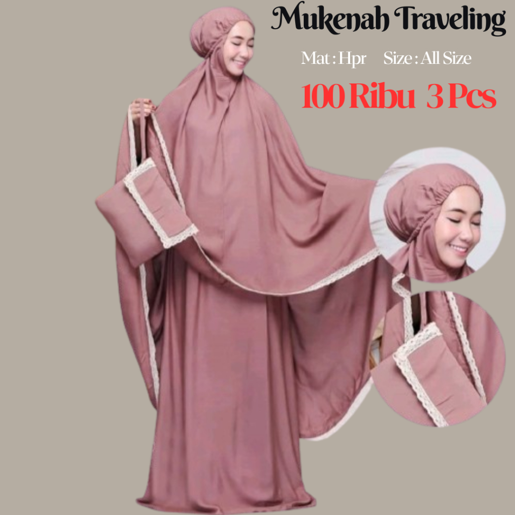 Jual ( 3 PCS ) MUKENA TRAVELING POLOS RENDA Fashion Muslimah Mukena ...