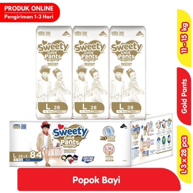 Jual Sweety Gold Pants Popok Celana L 3 x 28 pcs - Karton | Shopee ...