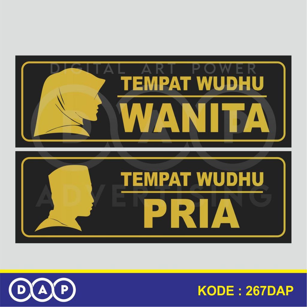 Jual 267 - STIKER TEMPAT WUDHU WANITA DAN PRIA (GOLD EDITION) - 30 X 10 ...