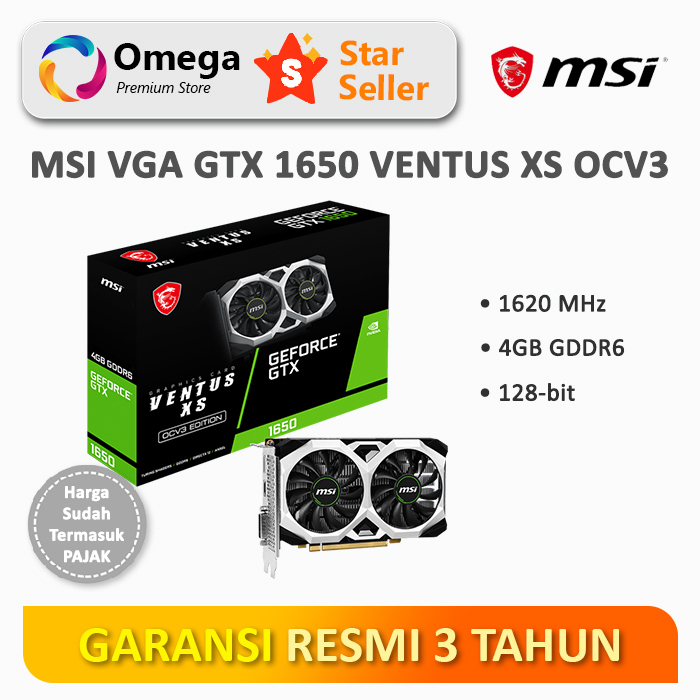 Jual VGA MSI GeForce GTX 1650 Ventus XS OCV3 4GB DDR6 | Shopee Indonesia