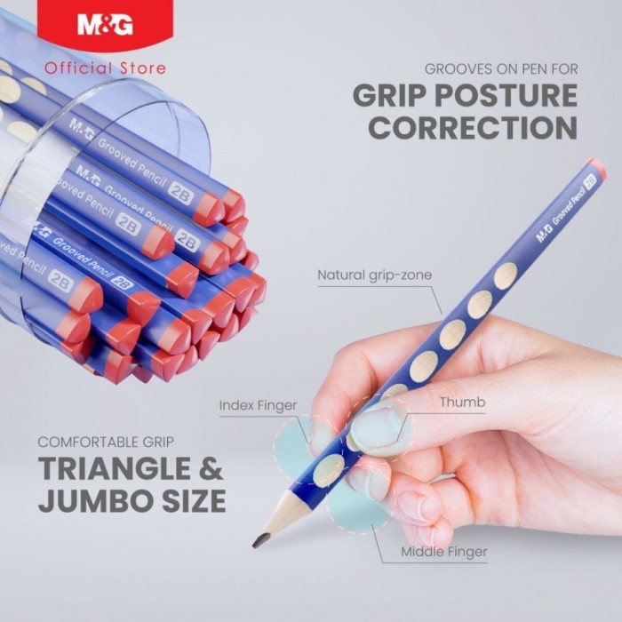 Jual Pensil Segitiga Grooved 2B Jumbo M&G Triangle Shape AWPQ0915 ...