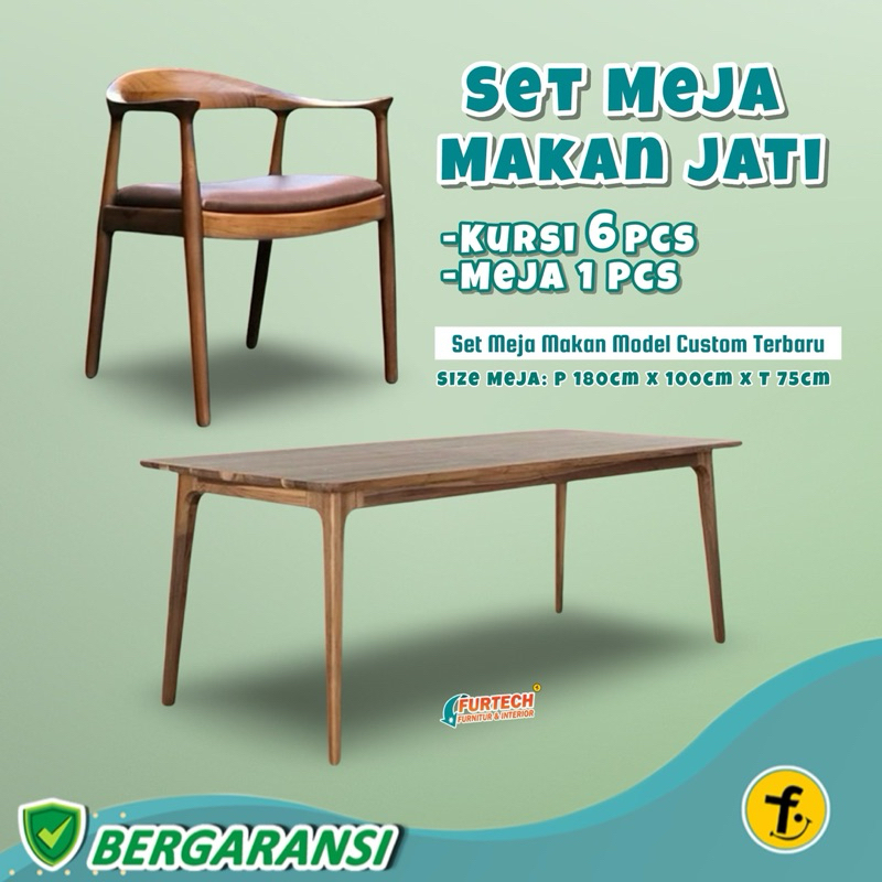 Jual Custom Set Meja Makan Cafe Bar Resto Minimalis 6 Kursi Retro Kayu Jati Harga Termurah ...