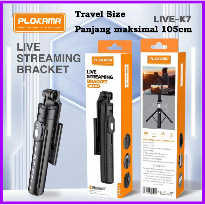 Jual PLOKAMA K7 Tongsis Tripod 3 in 1 105cm 1 meter Selfie Stick Remote ...