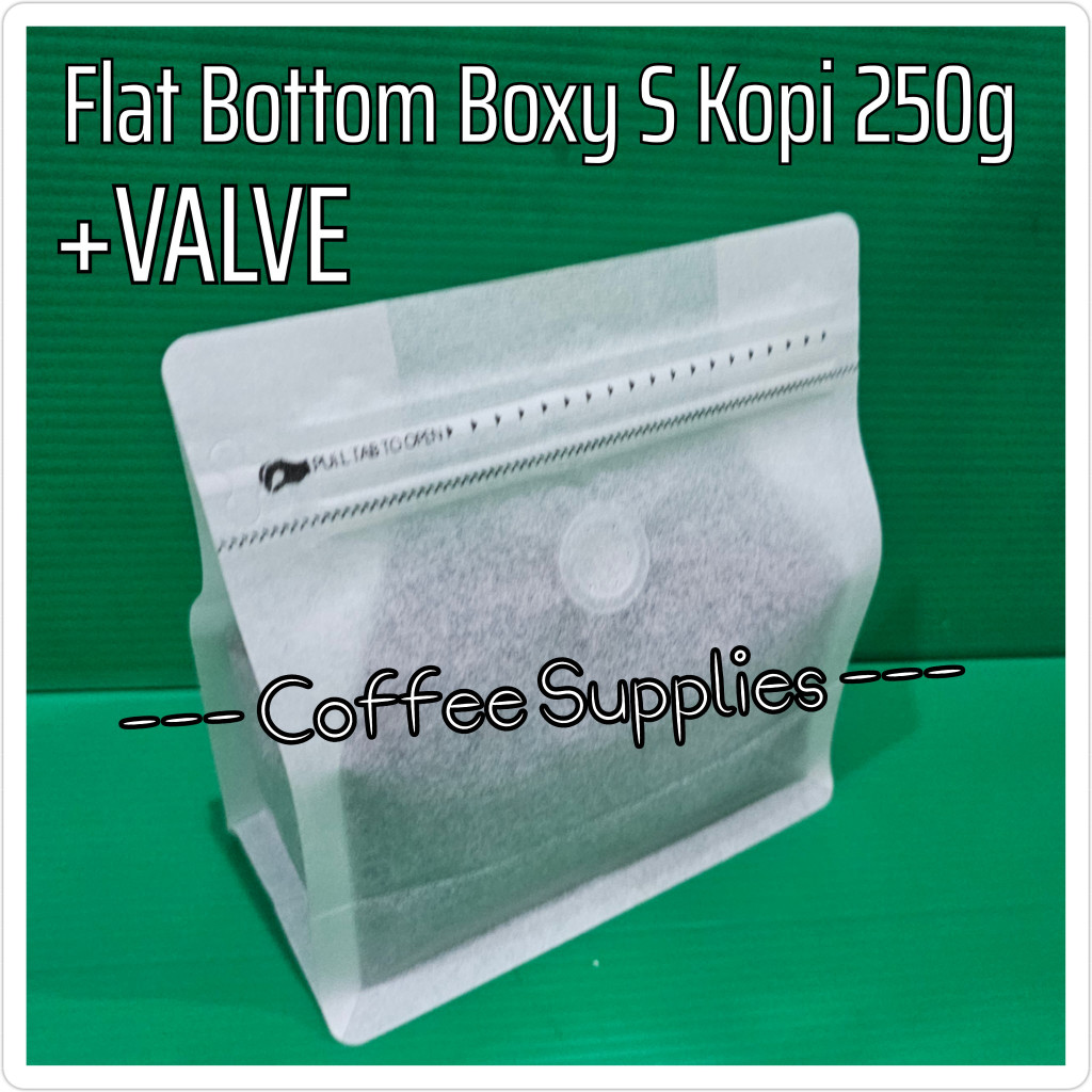 Jual FLAT BOTTOM BOXY RICE PAPER S 250g VALVE coffee packaging kemasan kopi flat bottom square ...