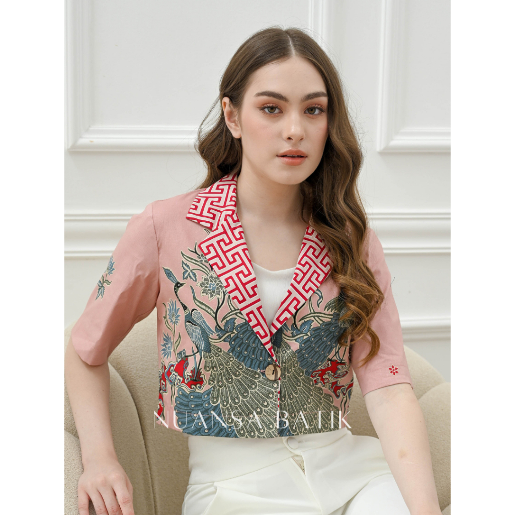 Jual Nuansa Batik Blouse Batik Crop Lengan Pendek Bahan Katun Stretch ...