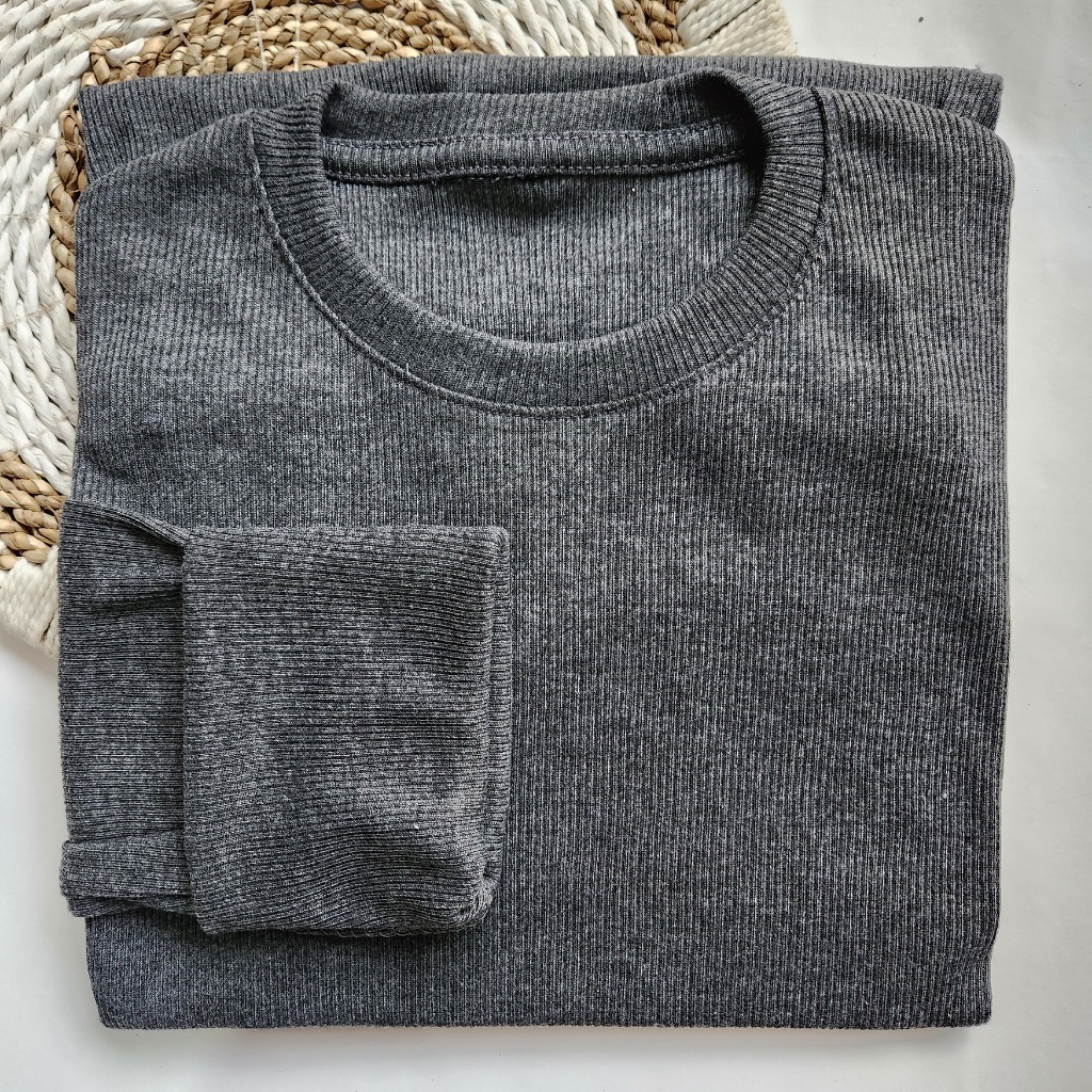 Jual Baju Rib Wanita Basic Rib lengan panjang Kaos Rajut | Shopee Indonesia