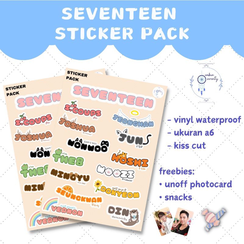 Jual Sticker A6 Seventeen Iconic lines Kiss cut Vinyl Waterproof ...