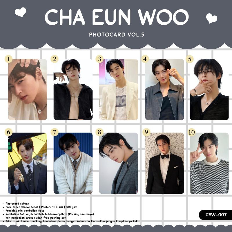 Jual PHOTOCARD CHA EUN WOO TERBARU VOL.5 | Shopee Indonesia