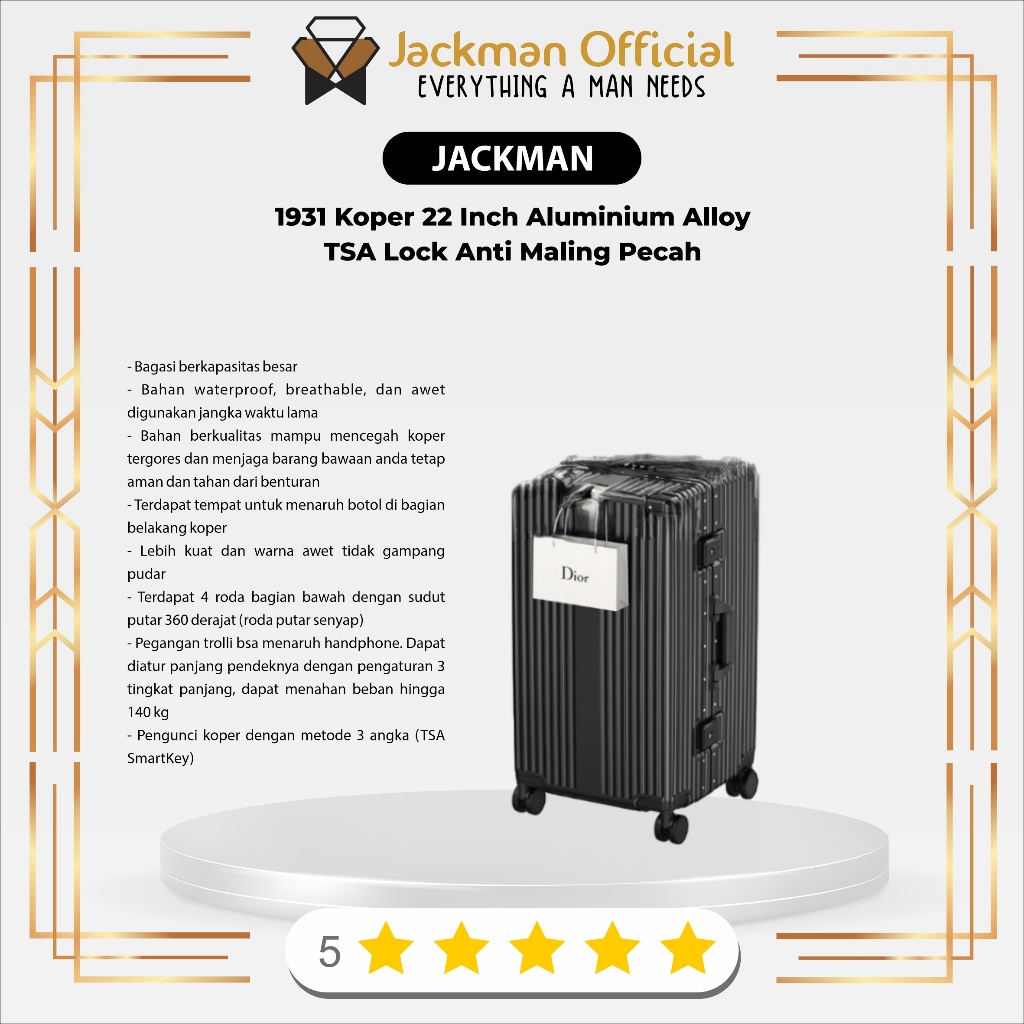 Jual JACKMAN 1931 Koper 22 Inch Aluminium Alloy TSA Lock Anti Maling ...