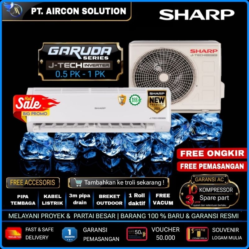 Jual AC SHARP INVERTER X-6BEY & X-10BEY GARUDA SERIES + INSTALASI ...