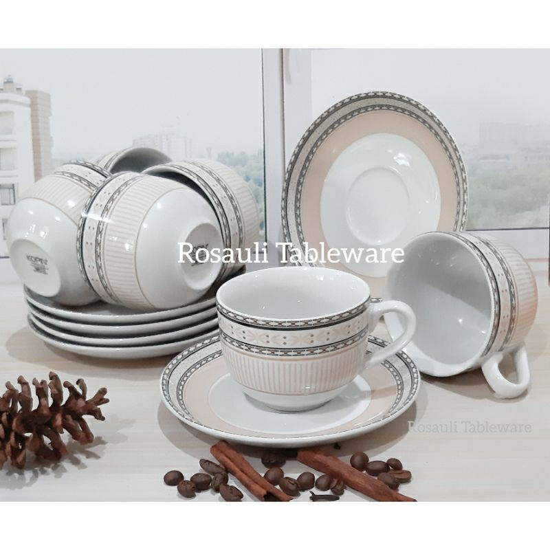 Jual 6 pasang Cangkir Set Keramik | Motif Caneca Classic | Cangkir Kopi ...