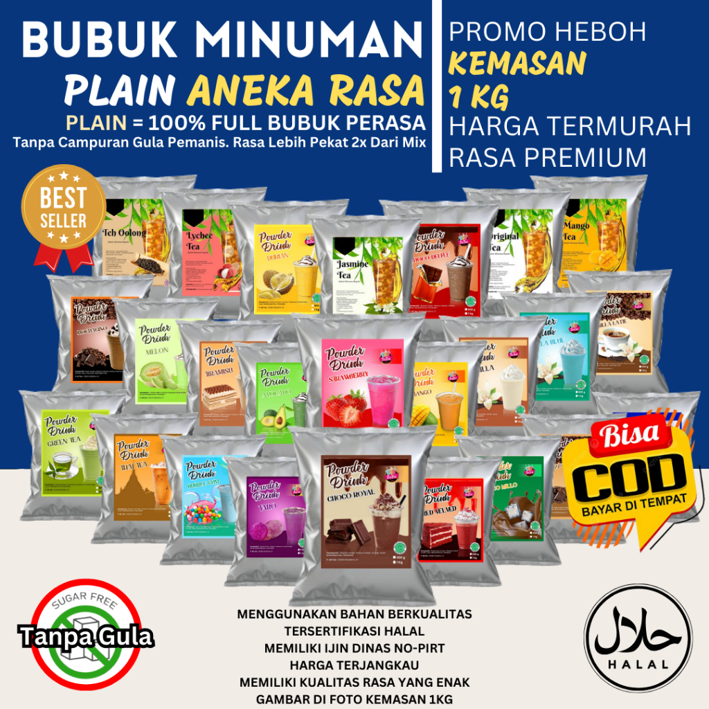 Jual Bubuk Minuman Rasa Boba dan Teh Aneka Rasa PLAIN 1kg | Shopee ...