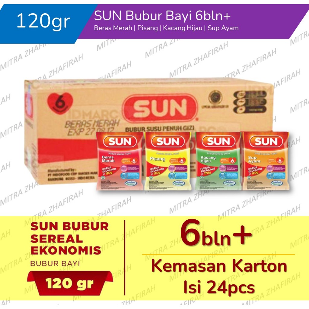Jual SUN Bubur Bayi 6 bulan kemasan Sachet 120gr 1 BOX isi 24pcs ...