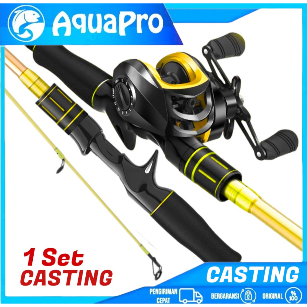 Jual AquaPro - 1 Set Paket Joran Pancing Spinning & Baitcasting Untuk Casting Lure Fishing Rod ...