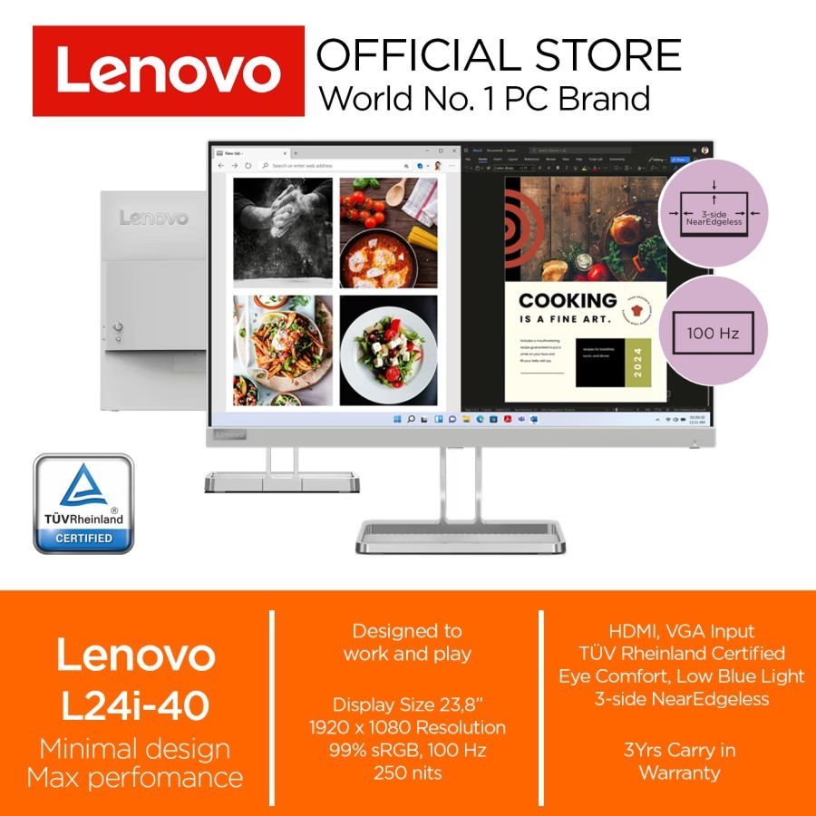 Jual Lenovo L24i-40 | 23,8" IPS 1920x1080 99%sRGB 100Hz Monitor ...