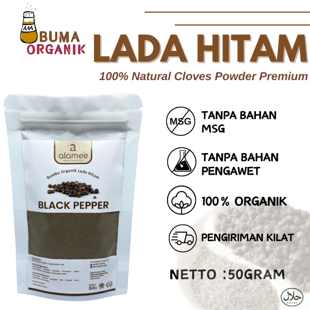 Jual Lada Hitam Bubuk Black Pepper Powder Merica Ground Rempah Rimpang ...