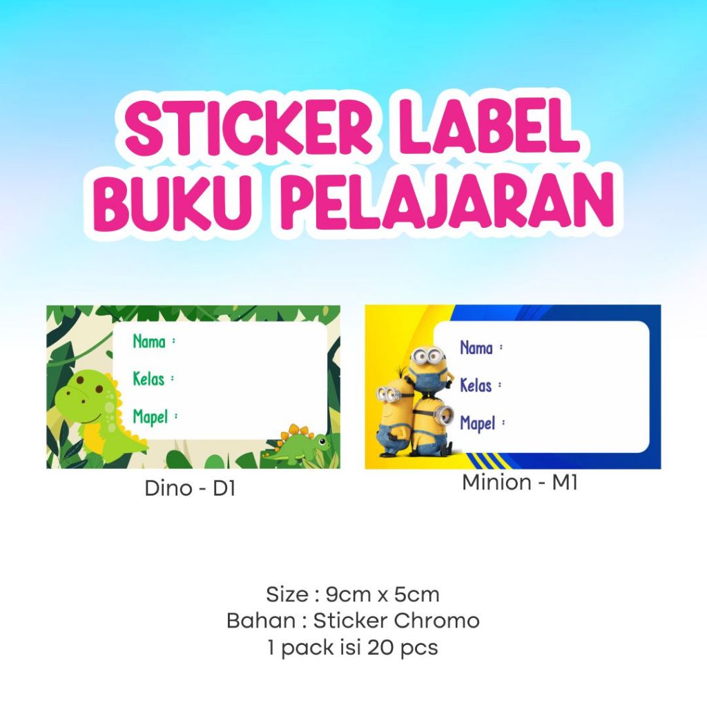 Jual STIKER LABEL BUKU MAPEL ANAK ISI 20 | 9 X 5 cm | Shopee Indonesia