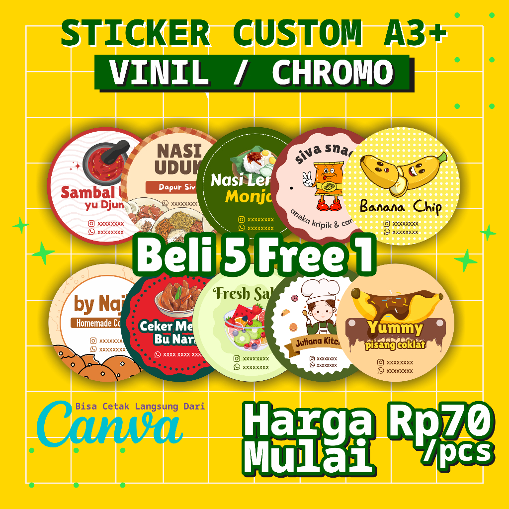 Jual Stiker A3+ Label Makanan Minuman Bahan Chromo Vinyl Gratis Potong ...