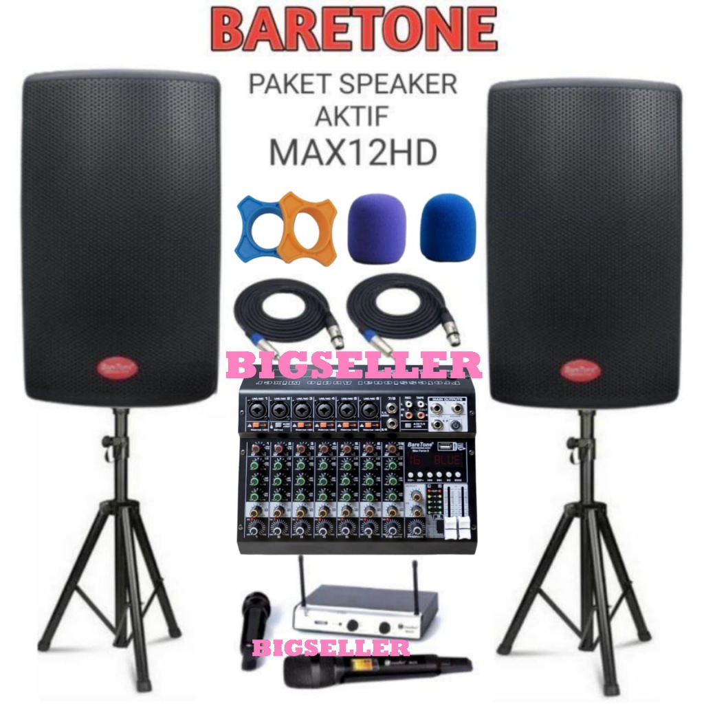Jual Paket Sound System Baretone Max12hd max 12hd Original free bonus | Shopee Indonesia
