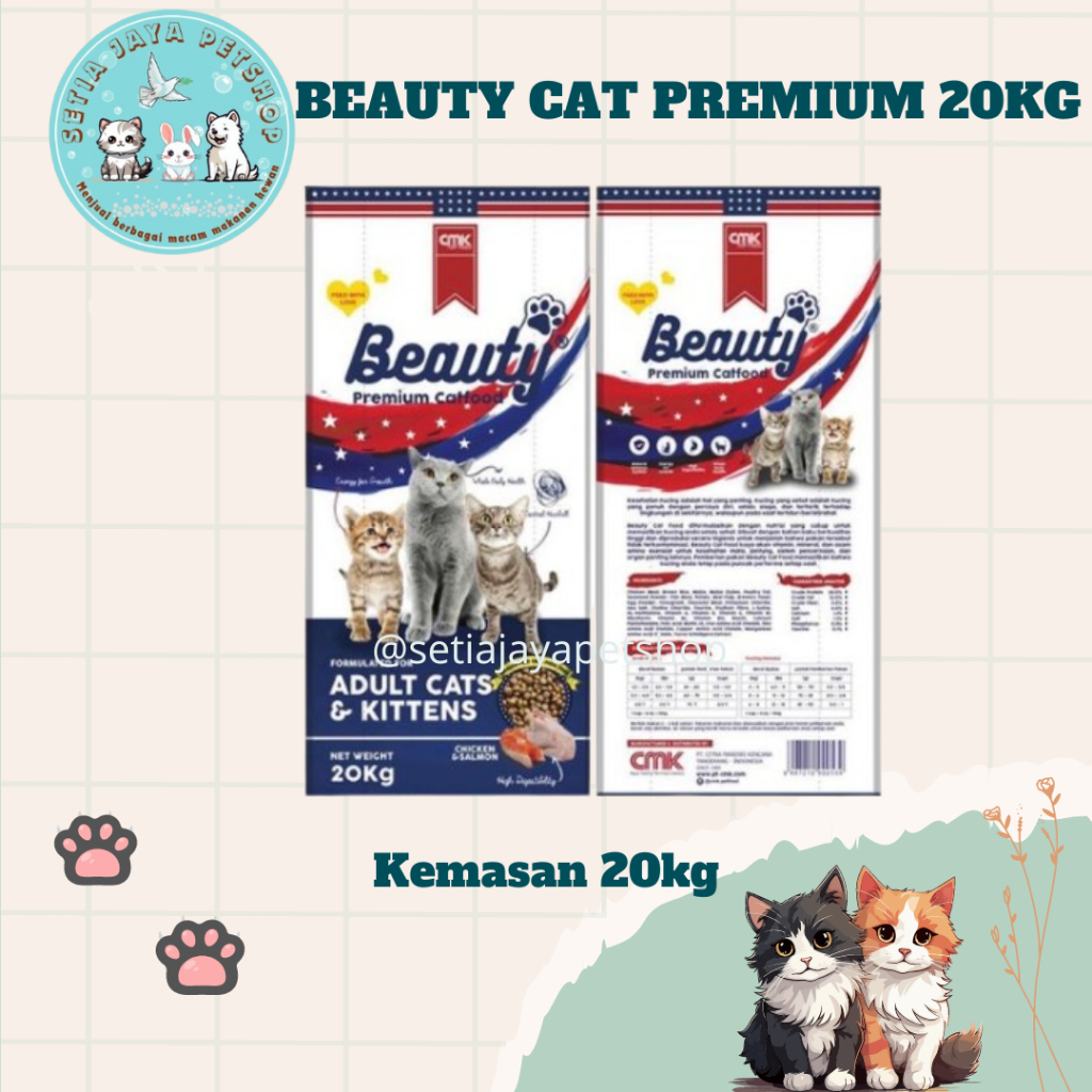 Jual Makanan Kucing - Beauty Premium 20kg (REGULER) | Shopee Indonesia