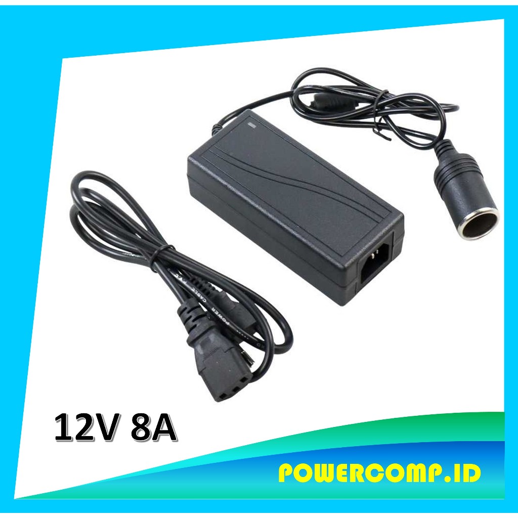 Jual 12V 8A 90W Car Inverter Adapter Socket 220V AC To 12V DC Power ...