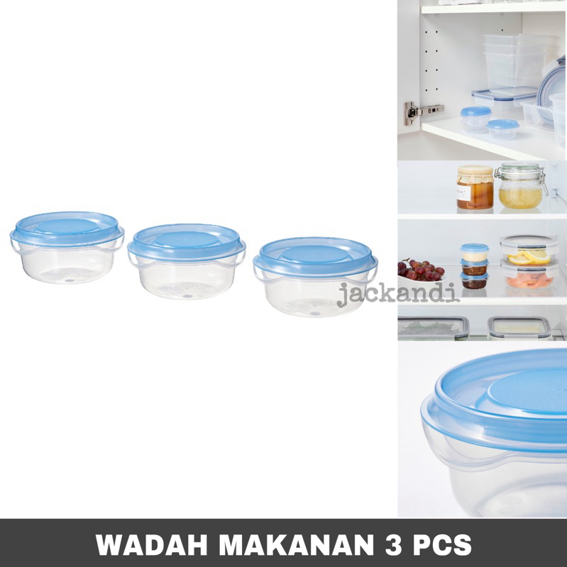 Jual Wadah Makanan Transparan Set isi 3 pcs Toples Kotak Kontainer ...
