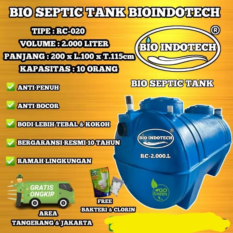 Jual septic tank bio biotank bioseptic tank biotech biofill 2000 liter ...