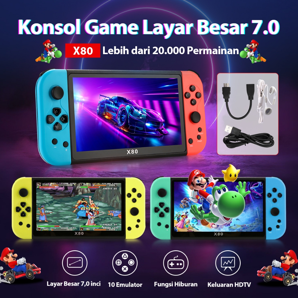 Jual PSP X80 7.0 Inch Game Console Retro Game With 20K+ Games Support ...