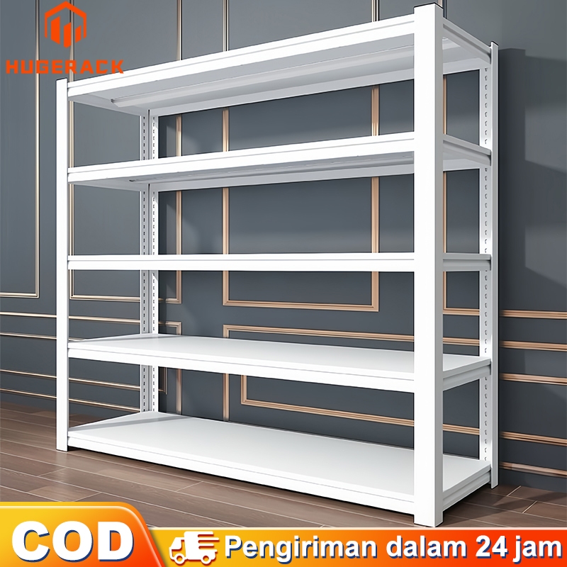 Jual Rak besi Rak Putih Rak besi siku 5 susun 120x40x180cm Rak gudang ...