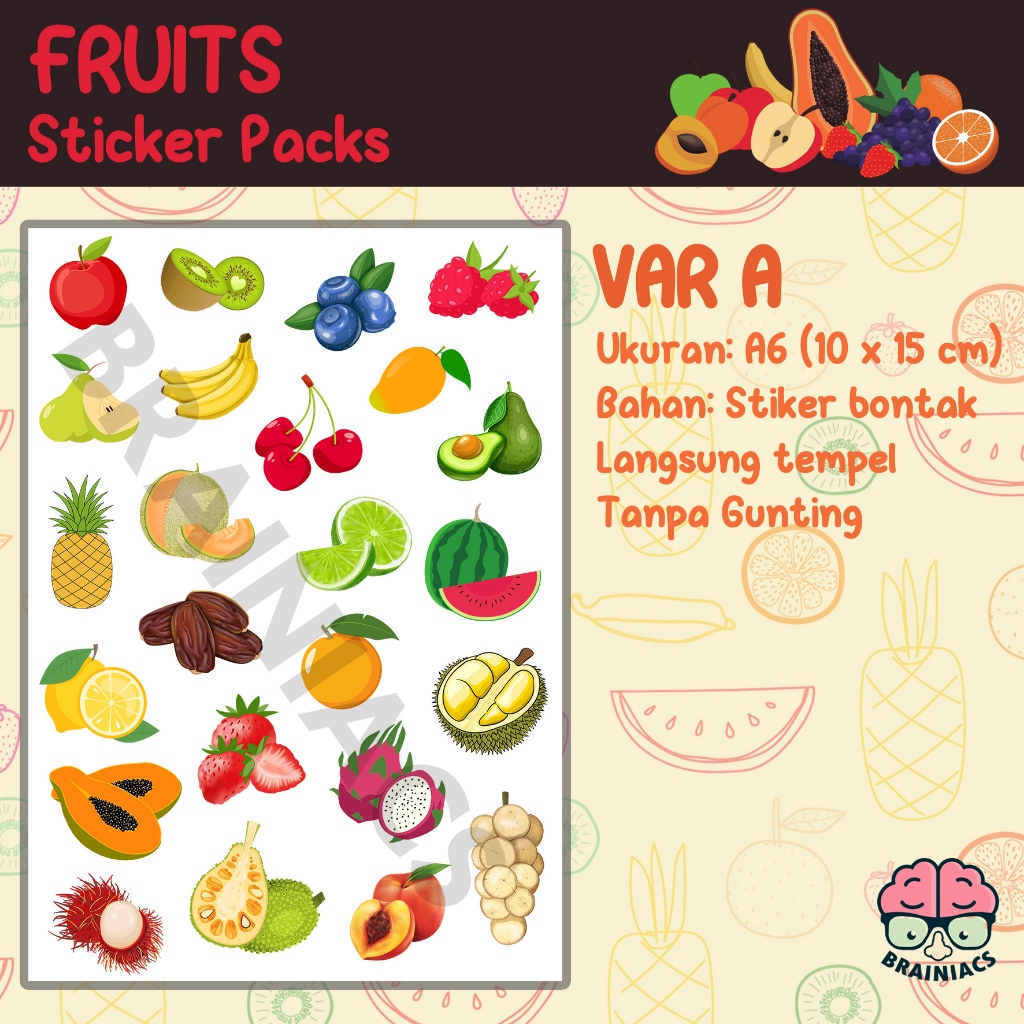 Jual ST-010, Sticker Stiker Fruit Buah | Shopee Indonesia