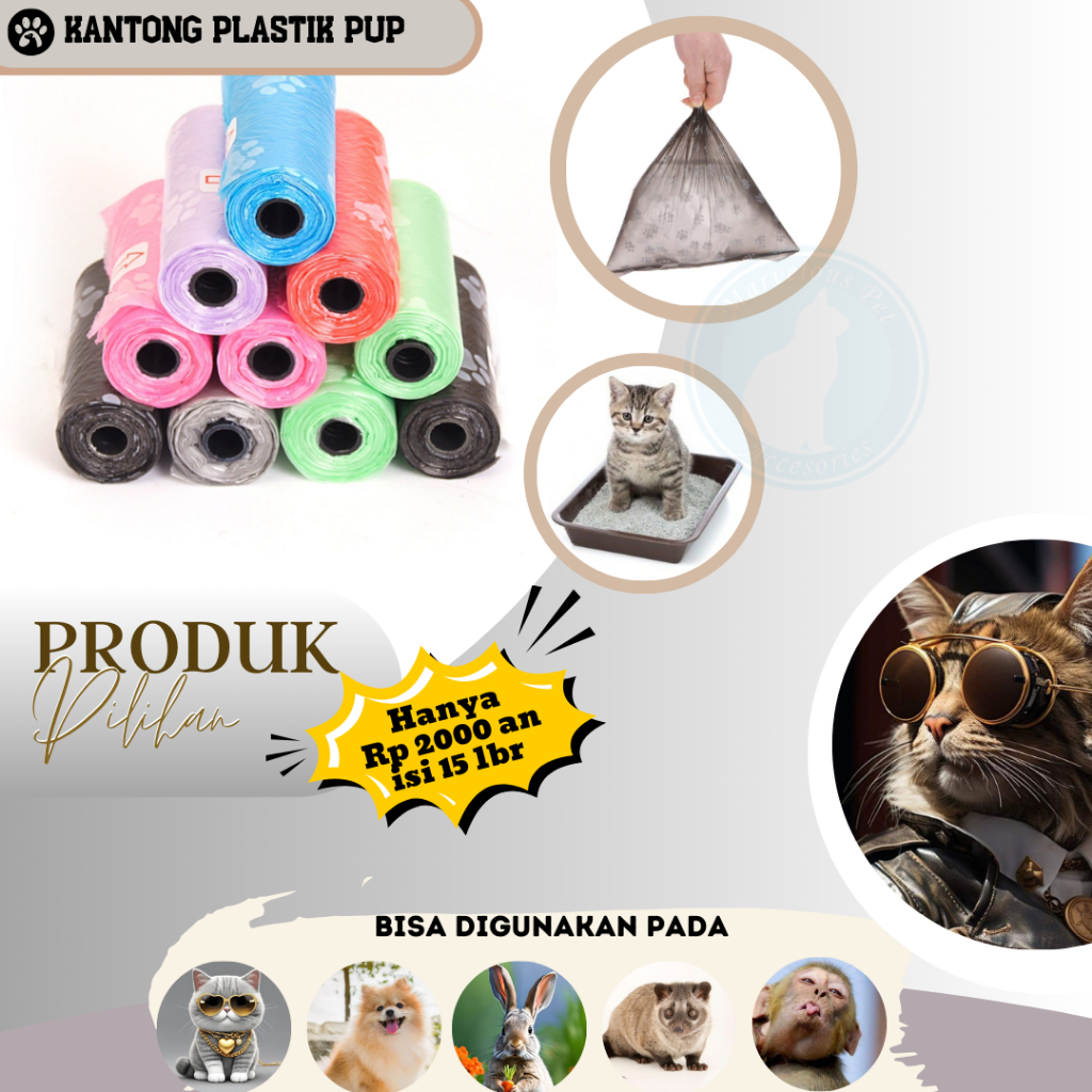 Jual Kantong Platik Sampah Poop Kucing Hewan Peliharaan / Refil Kantong ...