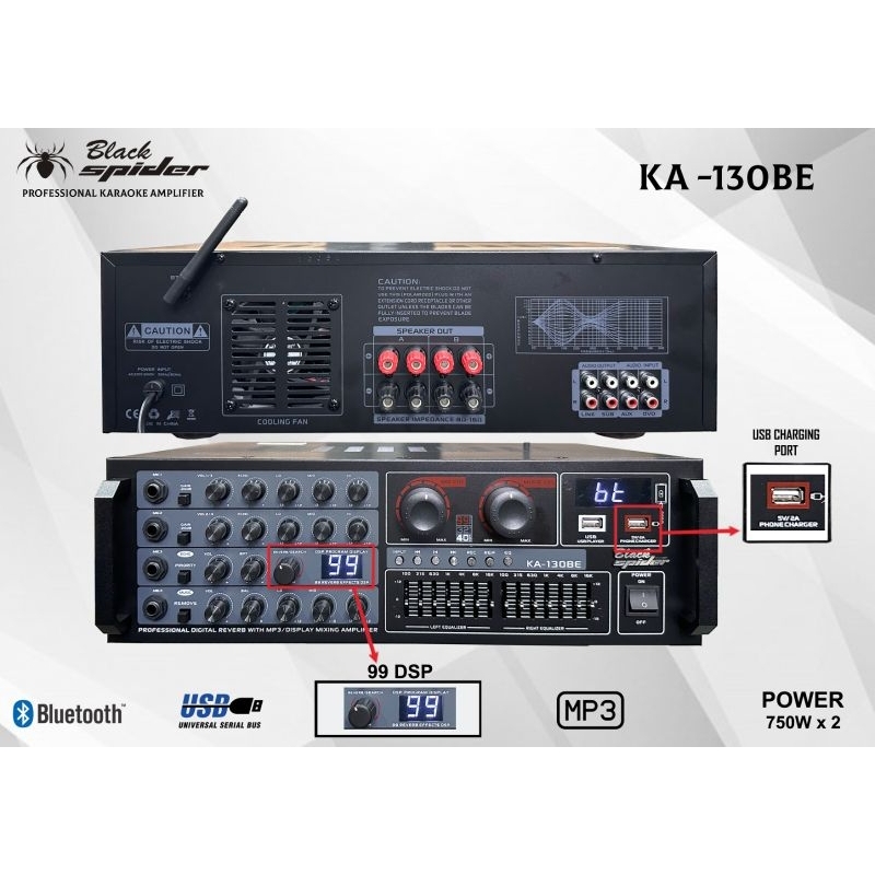 Jual Power Mixer 4 Channel Blackspider Ka130BE Usb Sd Bluetooth Baru 99DSP | Shopee Indonesia