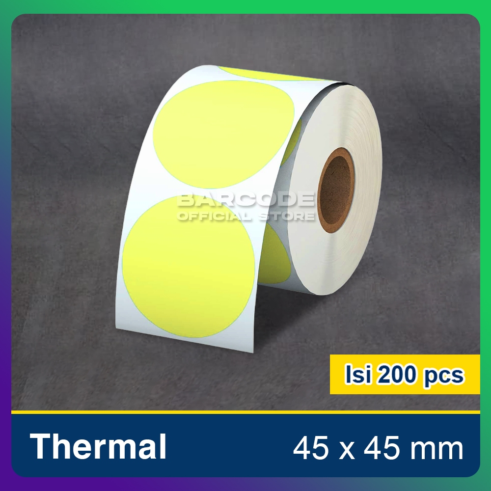 Jual Sticker Thermal 45mm x 45mm / 45x45 mm Label Bulat Yellow Kuning ...