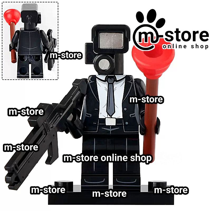 Jual brick skibidi toilet plunger black camera man mini toy figure ...