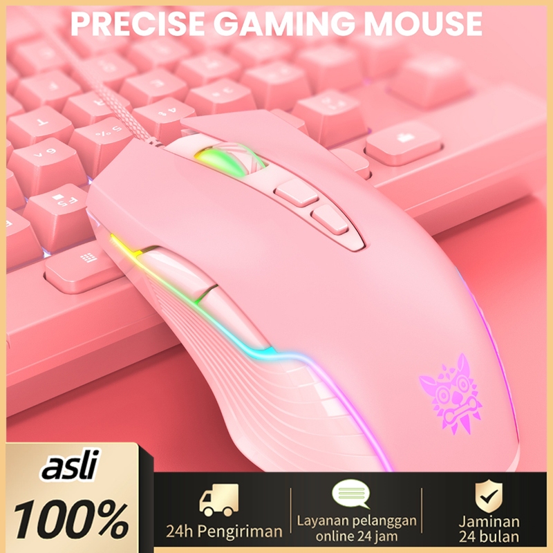 Jual ONIKUMA CW905 Tetikus Permainan Pink Desain menarik dengan 7 lampu ...