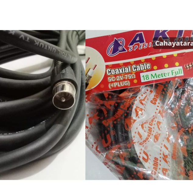 Jual Kabel Antena TV 18 meter full plus Jack Konektor Antenna AKIKU Coaxial Cable Antena 18m 18 ...