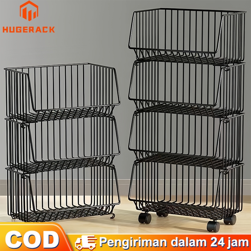 Jual Rak Troli Susun Besi Rak Lantai Beroda Rak Keranjang Buah Dan ...