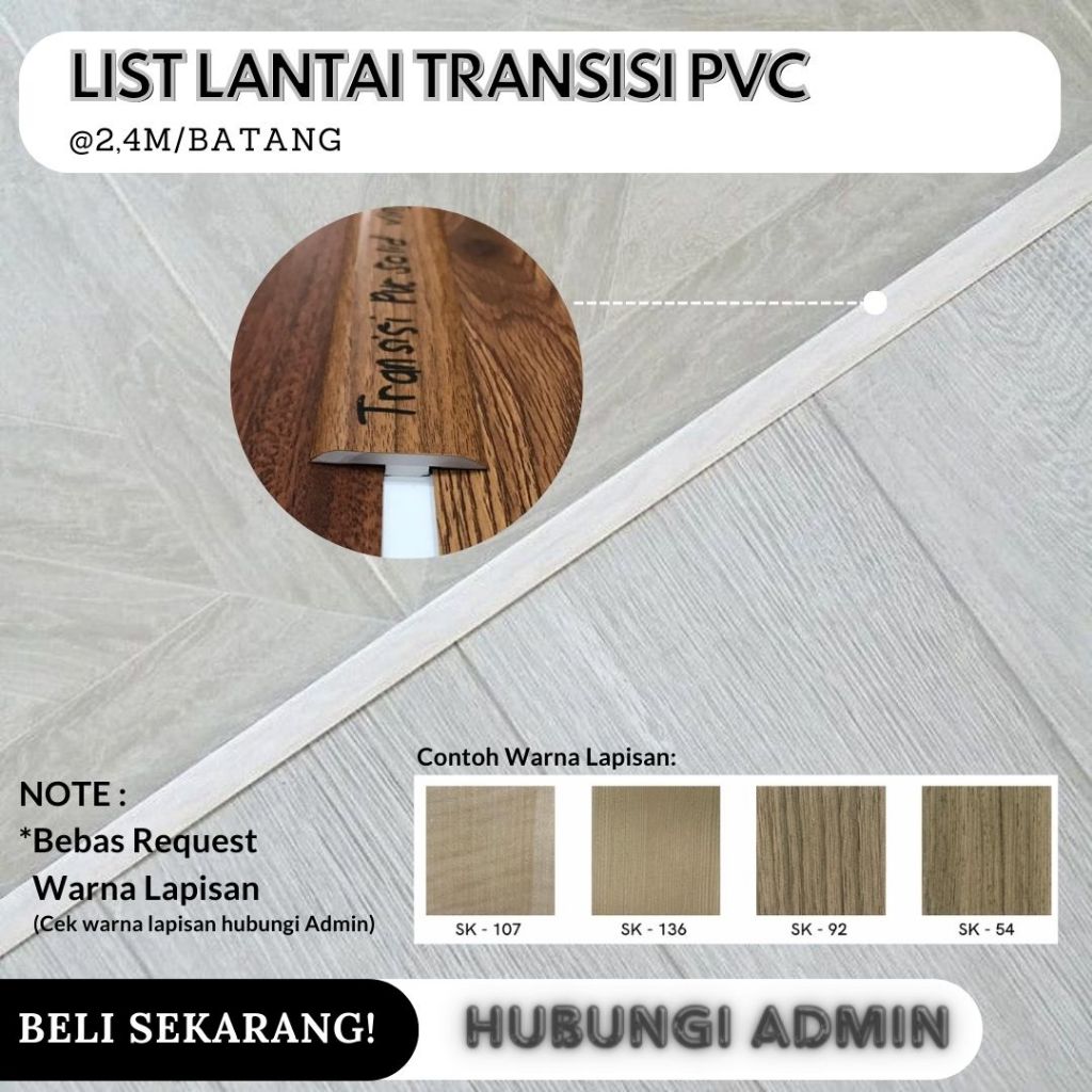 Jual list transisi pvc panjang @2,4m - List Lantai terlengkap | Shopee ...