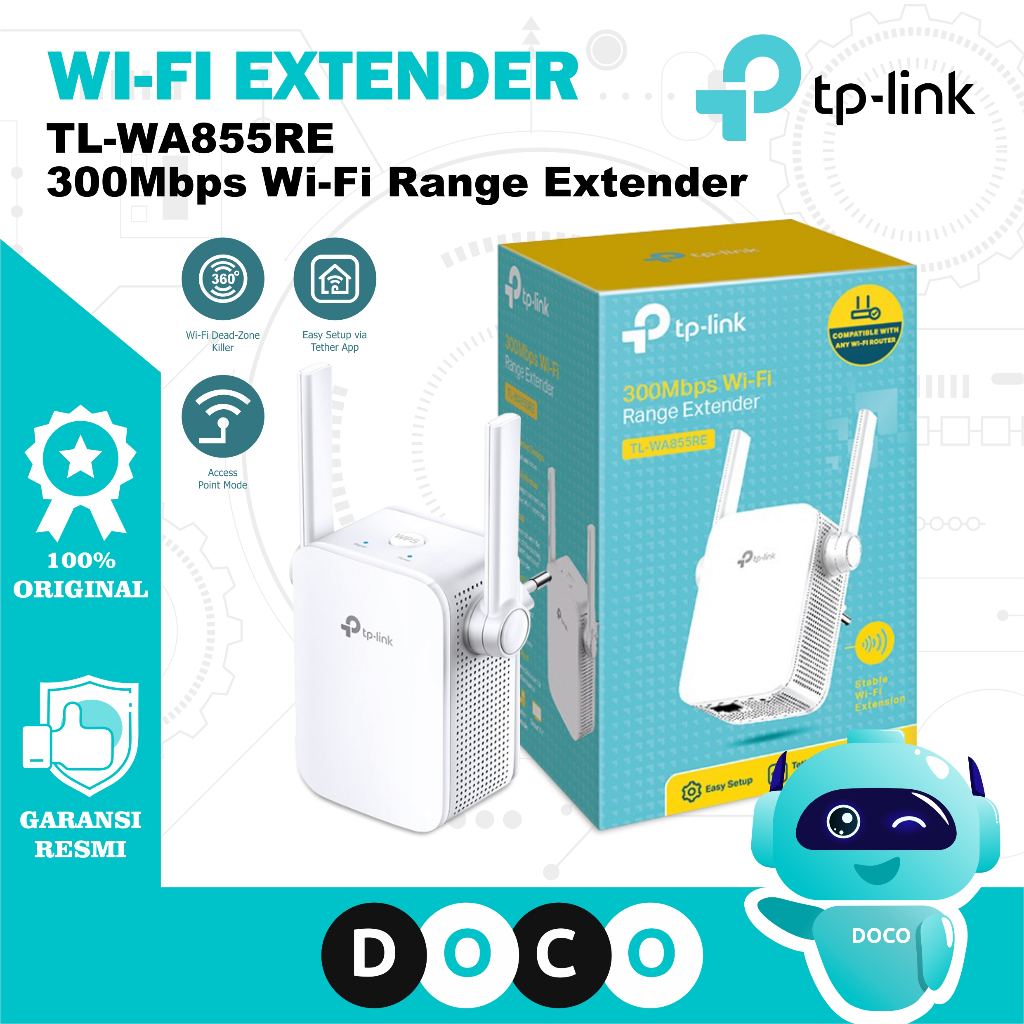 Jual TP-Link Wi-Fi Range Extender TL-WA855RE 300Mpbs Penguat Sinyal Signal Wall Plugged 2 ...