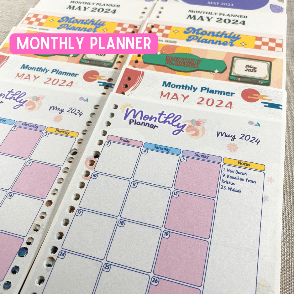 Jual Monthly Planner Kalender Tanggal Loose Leaf A5 Full Color Isi ...