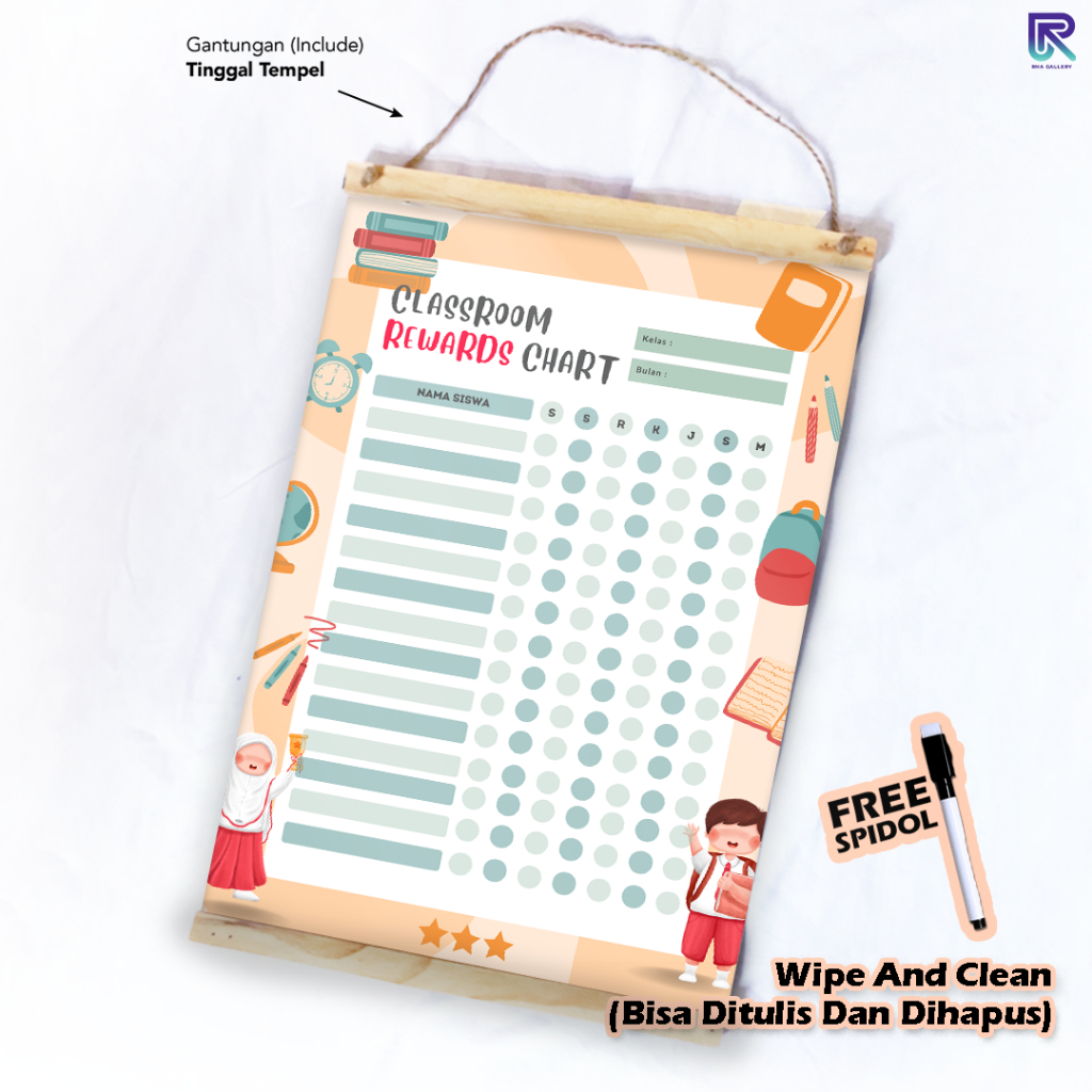 Jual RHA GALLERY Planner Classroom Rewards Chart Wipe And Clean List ...