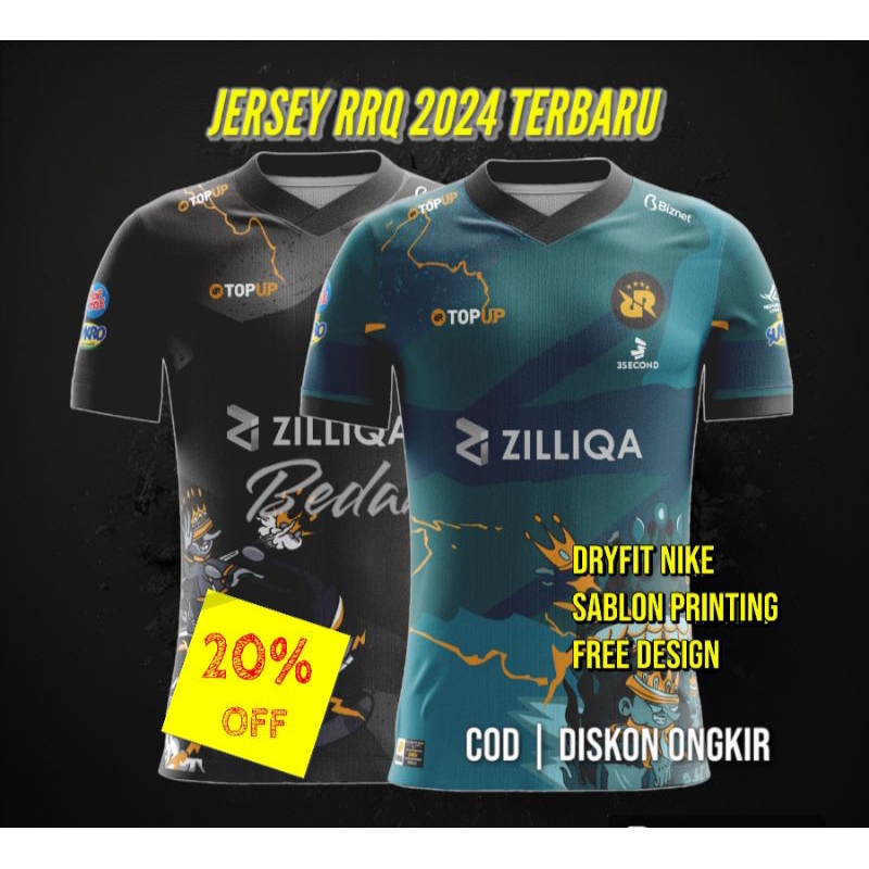 Jual Jersey RRQ 2024 Terbaru Full Printing Free Nickname | Shopee Indonesia