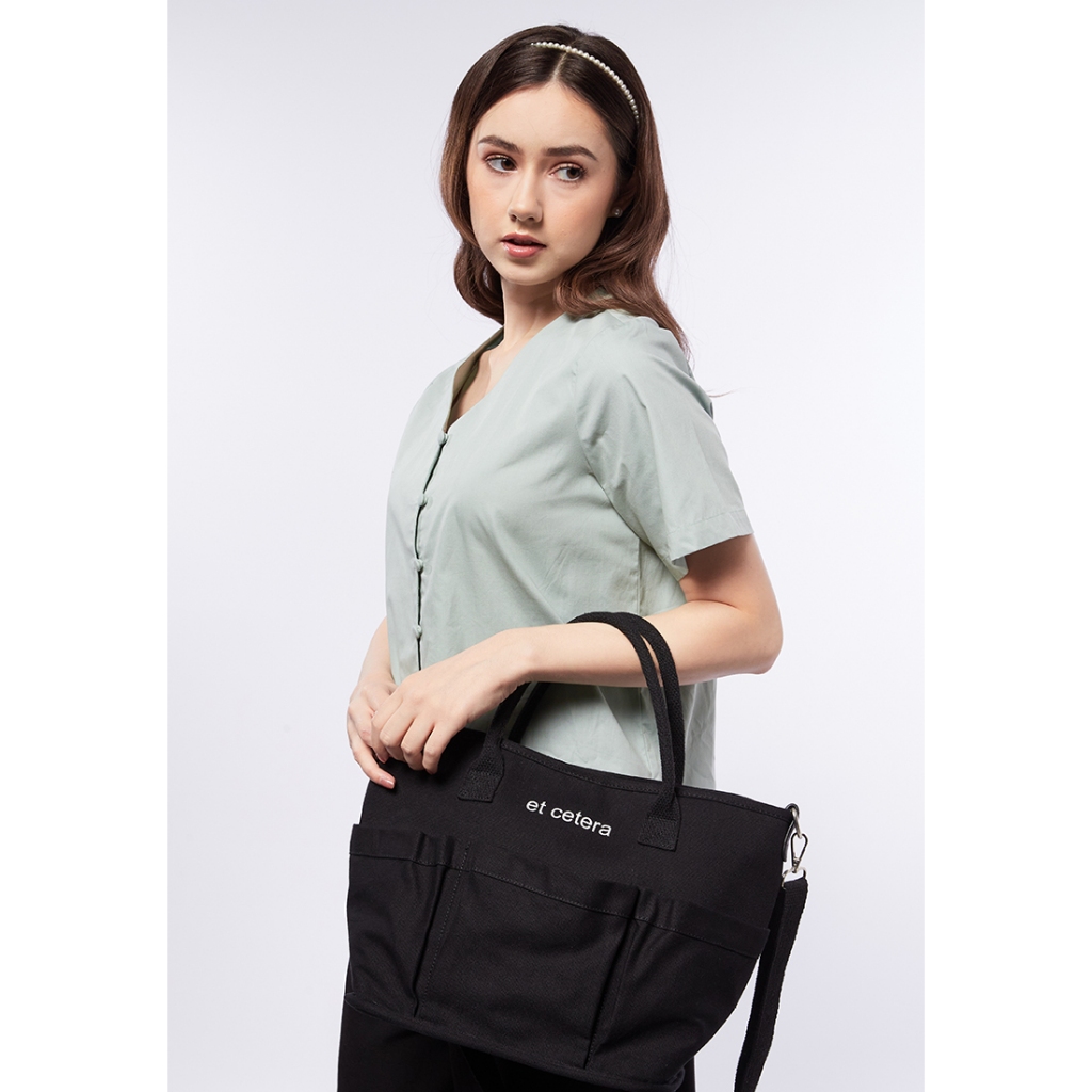Jual ET CETERA Black Canvas Bag BLACK | Shopee Indonesia