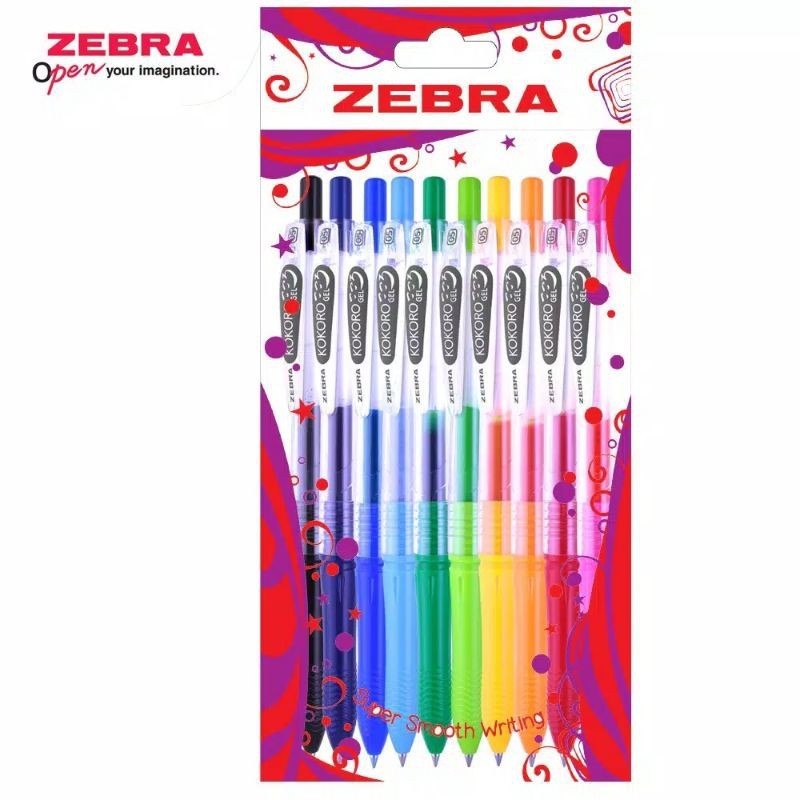 Jual Zebra Kokoro Pulpen Pen Gel Bolpen Retractable isi 10 pcs Alat ...
