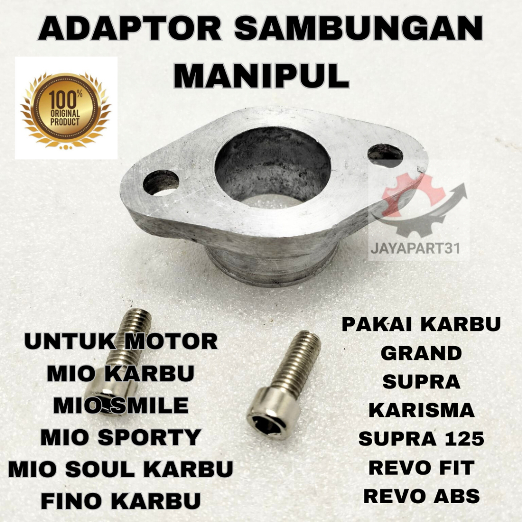 Jual ADAPTOR SAMBUNGAN INTAKE MANIPUL MIO PAKAI KARBU SUPRA, KARISMA, SUPRA X 125, REVO BUAT MIO ...