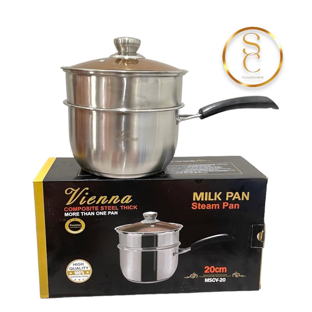 Jual [ VOUCHER LIVE ] Vienna Panci Kukus Stainless Steel + Tutup Kaca 20cm Susun-2 Alat ...