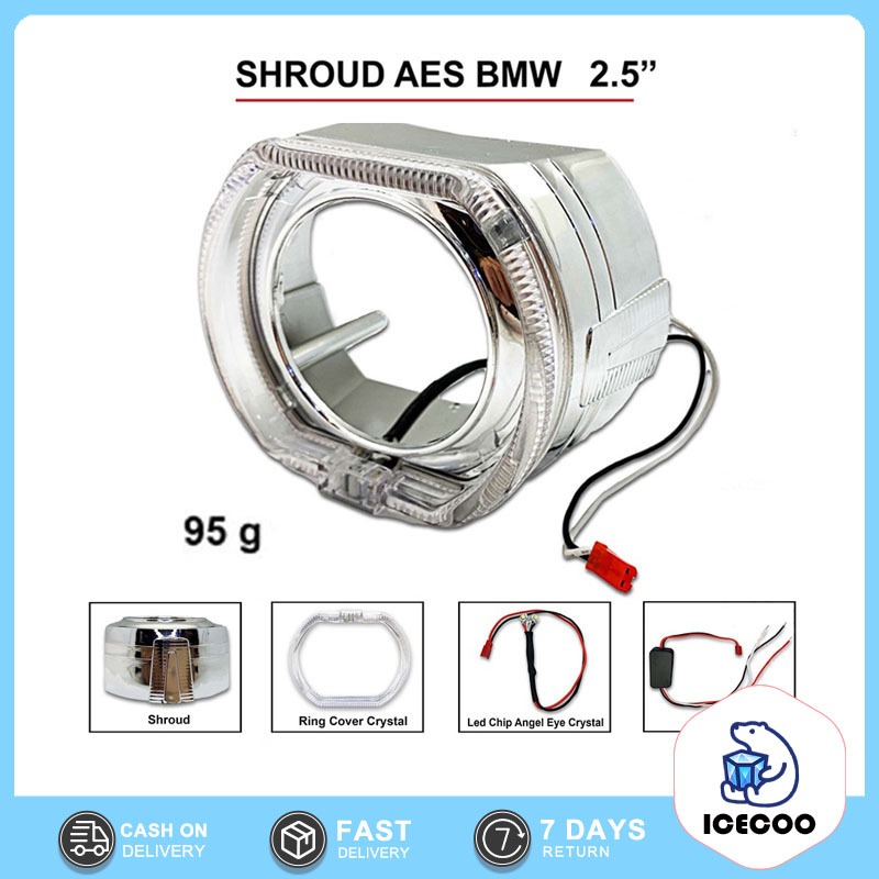 Jual Shroud bmw projector biled 2.5 inch 2,5 ring full projie angel eye ...