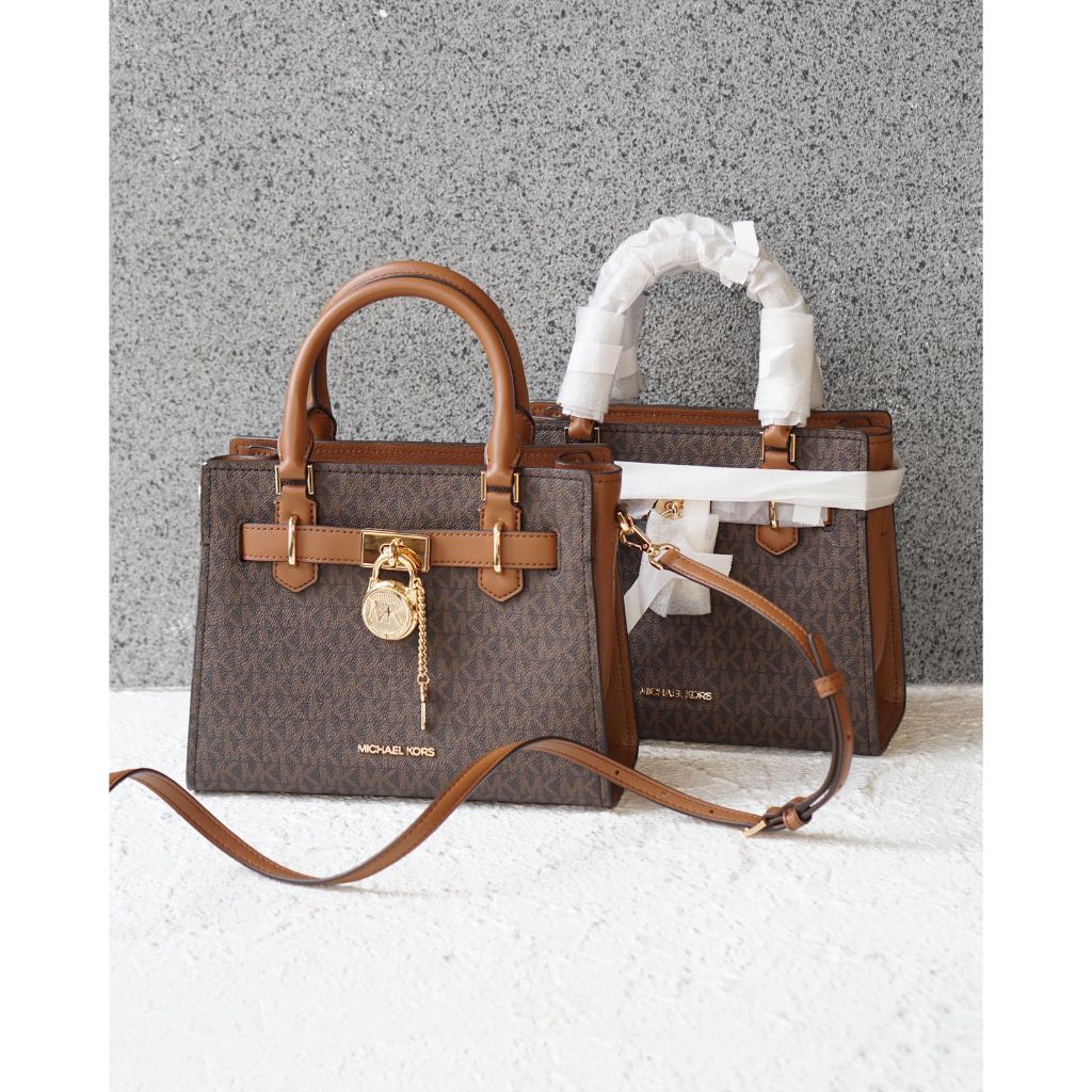 Jual MK Hamilton Small Satchel Brown | Shopee Indonesia