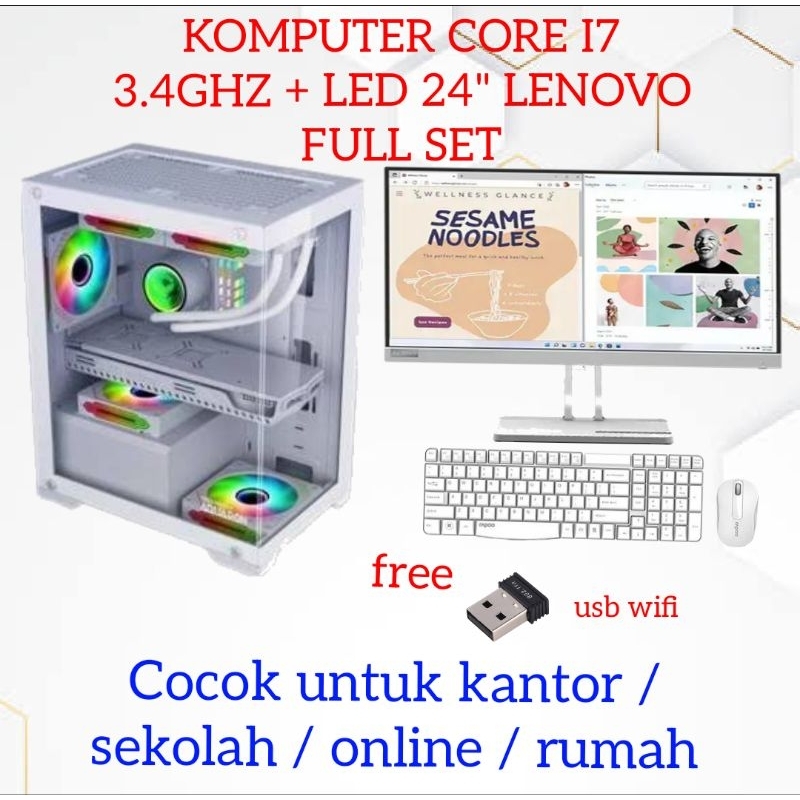 Jual Full set Core i7 gen 4 - Lenovo 24" - 16gb Ram - 500gb ssd - Pc ...
