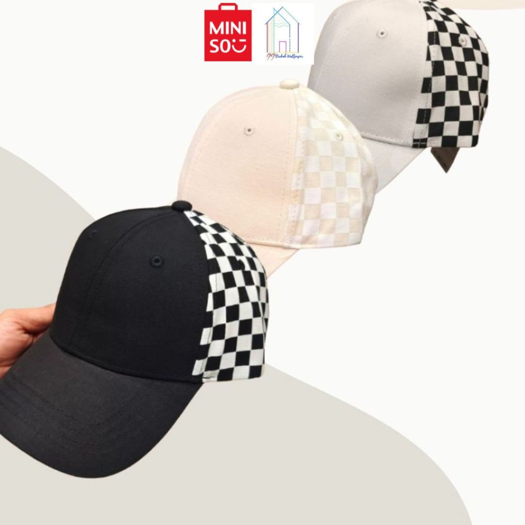 Jual MINISO CHECKERBOARD BASEBALL CAP I TOPI BASEBALL I TOPI MINISO ...